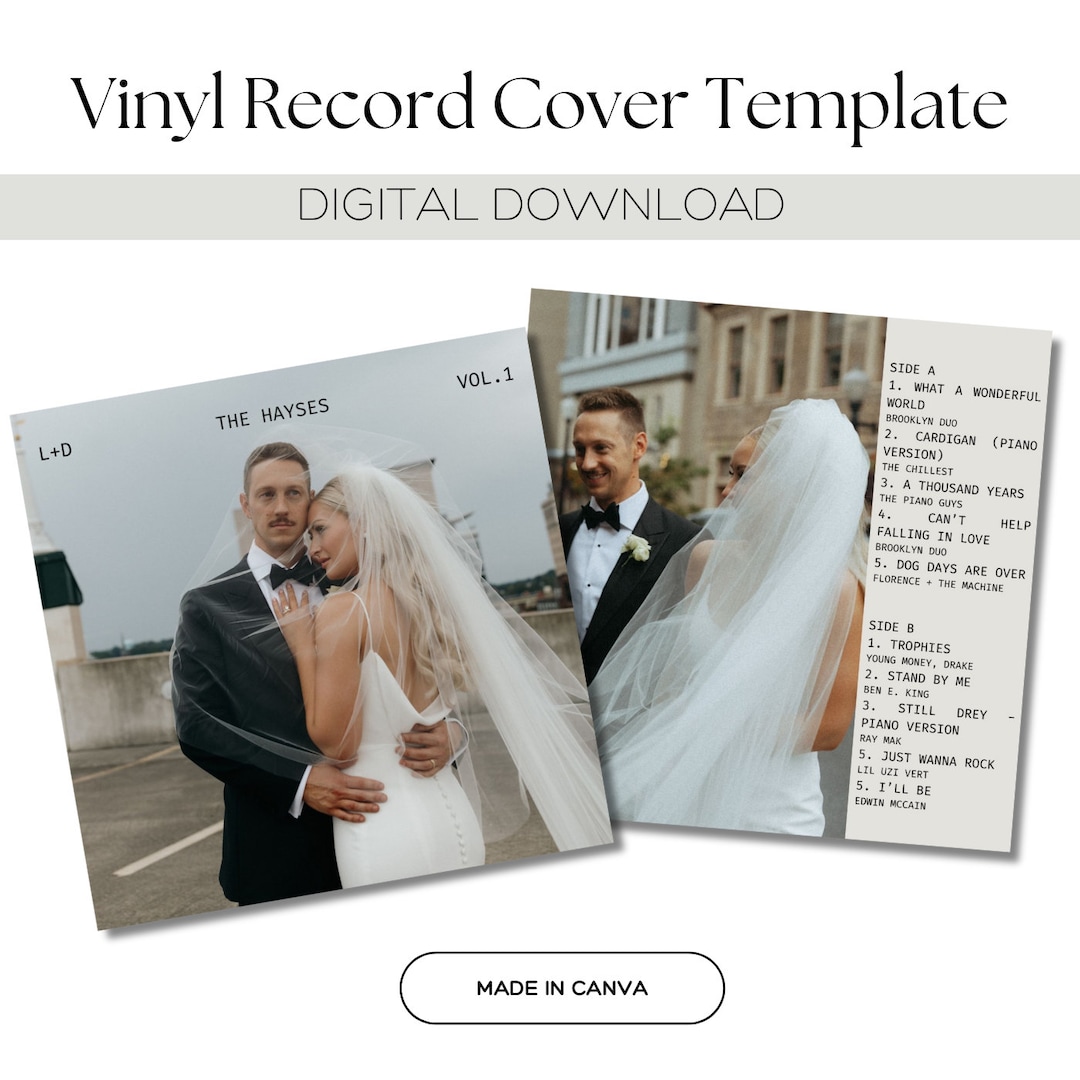 Vinyl Record Cover Template for Custom Wedding Album - Digital Download ...