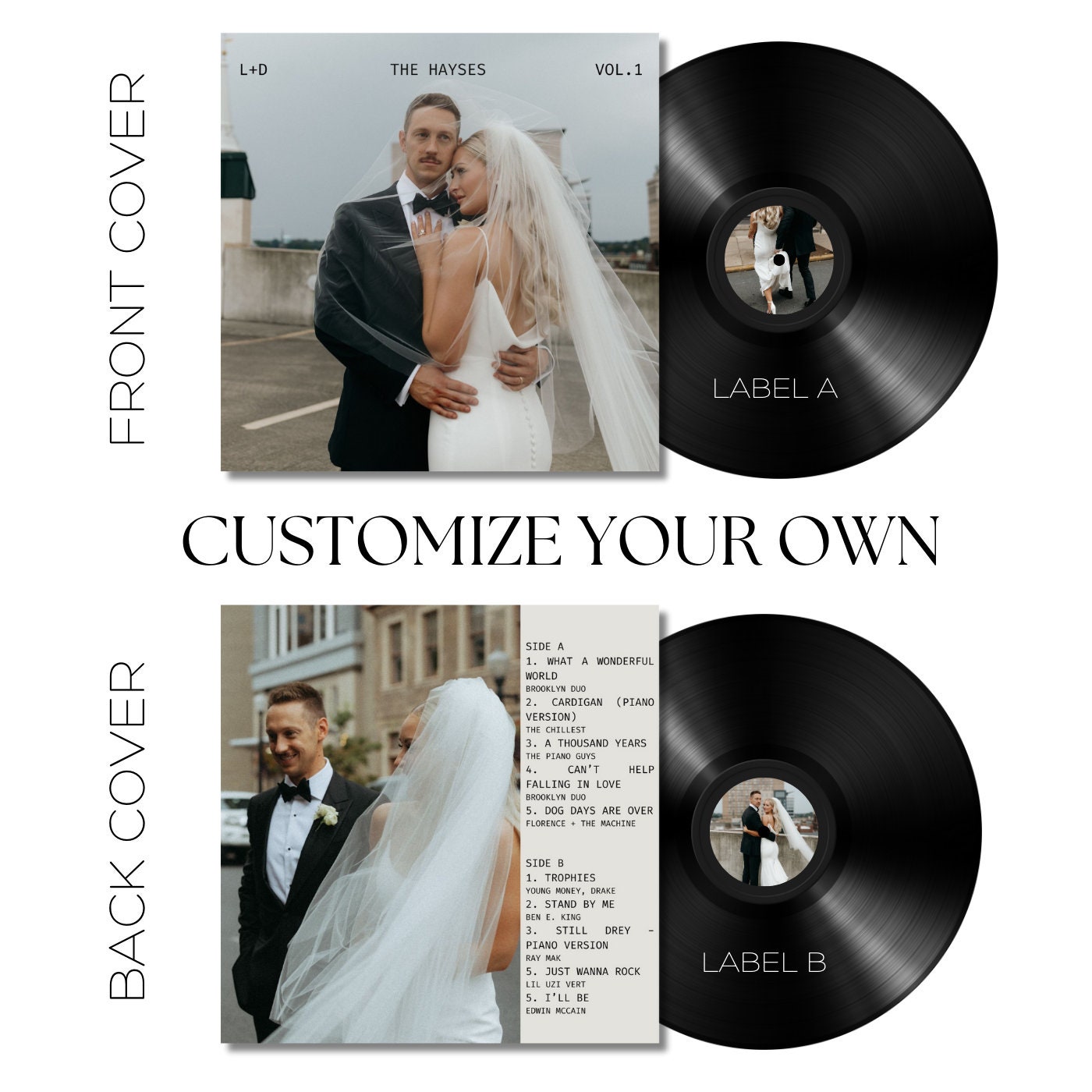 Vinyl Record Cover Template for Custom Wedding Album - Digital Download ...