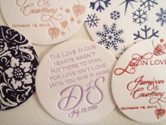 Items similar to Letterpress Personalized Event Coasters - Custom ...