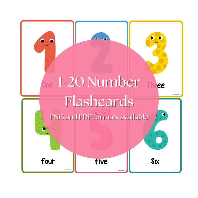 1-20 Number Flashcards - Etsy