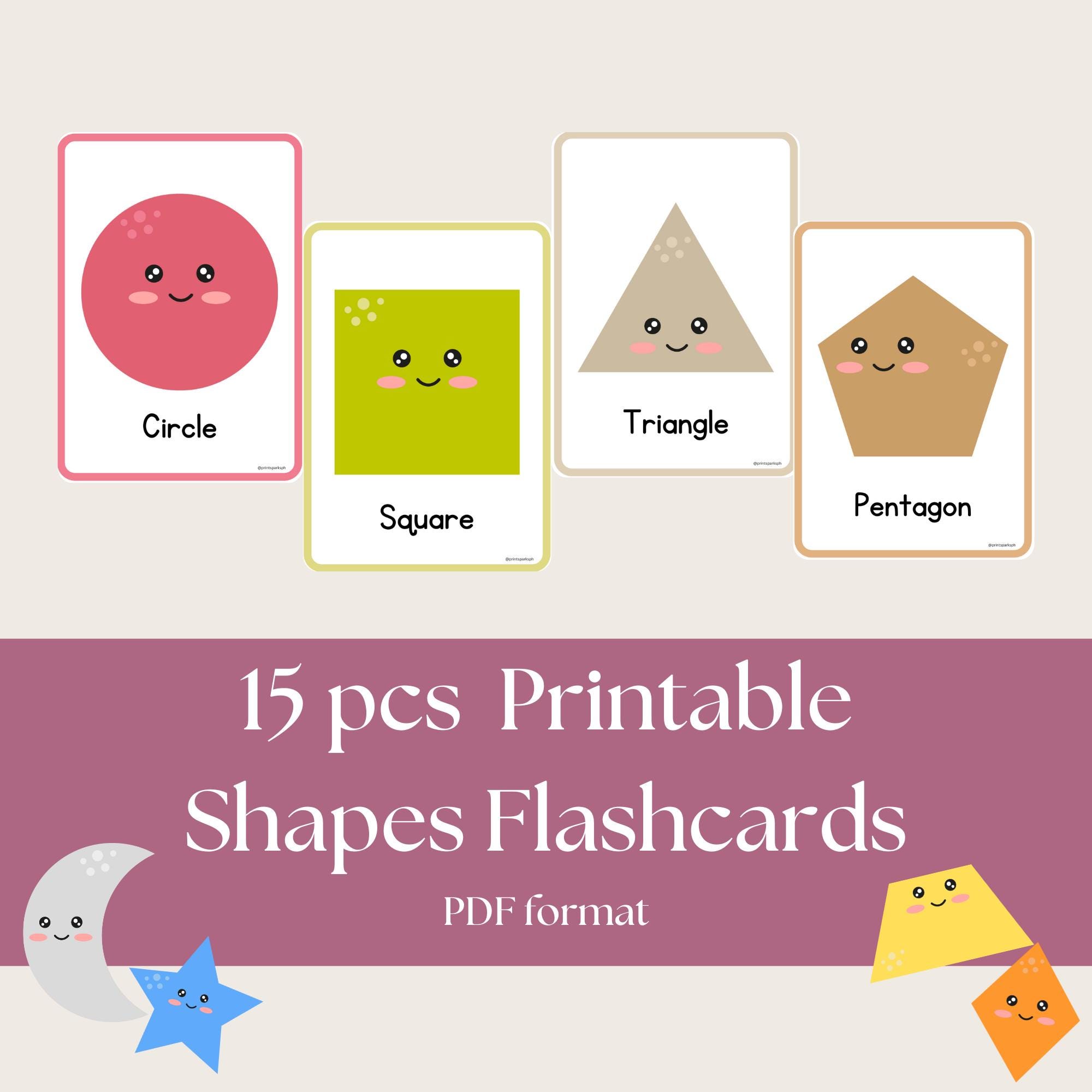 Printable Shapes Flashcards - Etsy