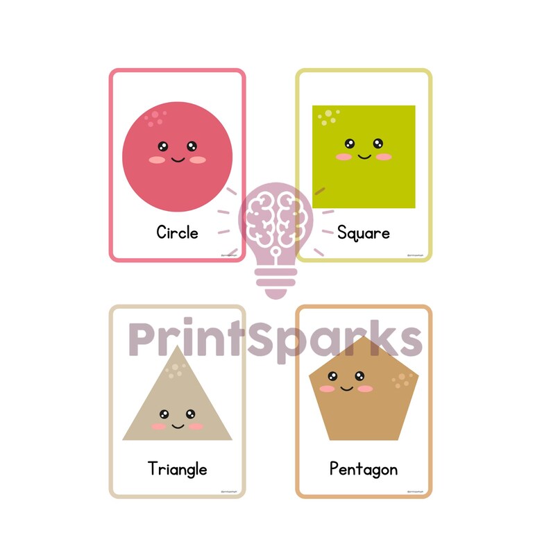 Printable Shapes Flashcards - Etsy