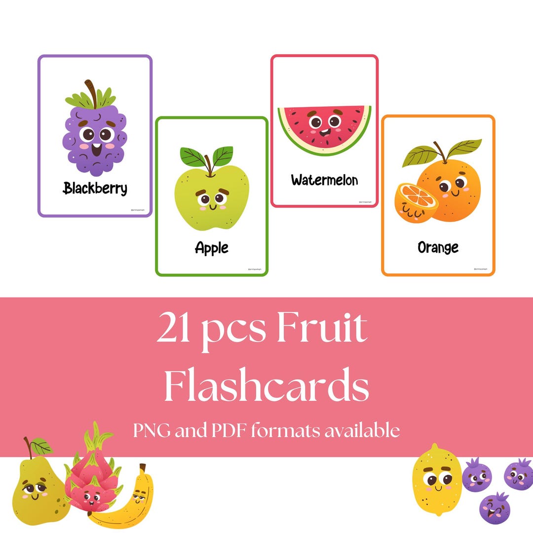 21 tarjetas de frutas para imprimir - Etsy México
