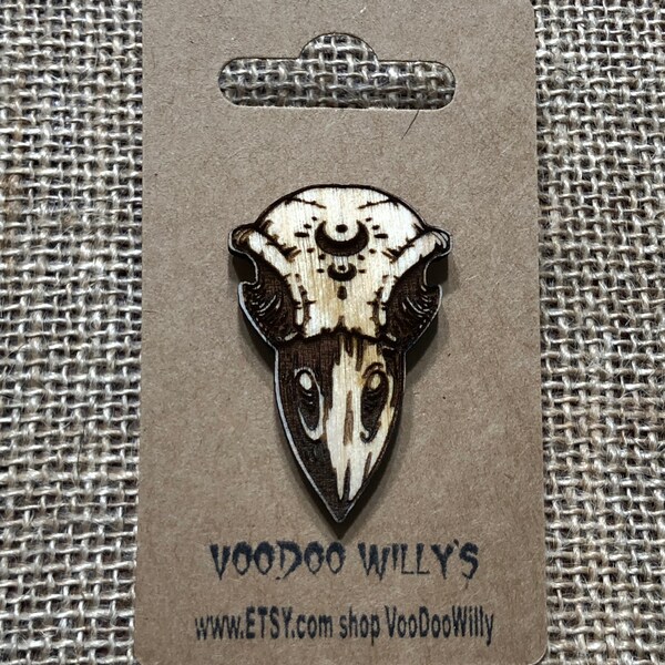 Crow Skull Pin - Etsy