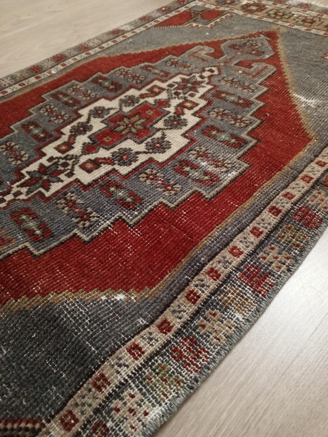 2x4 Vintage Anatolian Rug: Red Handmade Wool Area Rug - Etsy