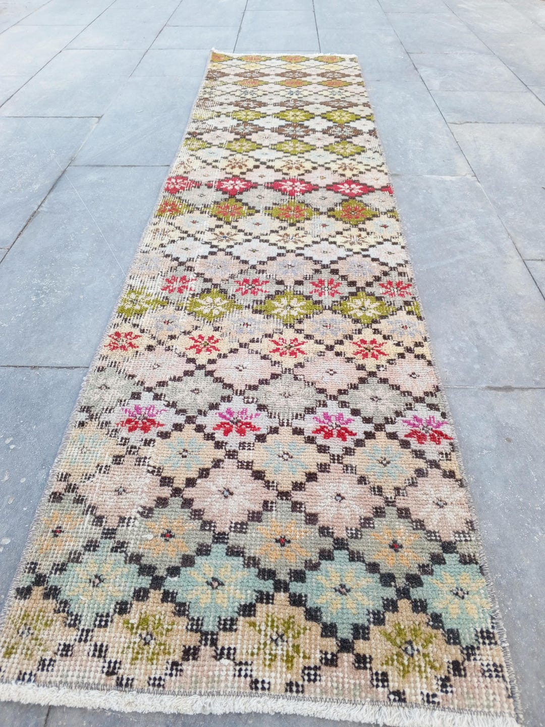 2x6 Small Runner Rug, Narrow Mini Runner Rug,persian Rug,vintage Wool ...