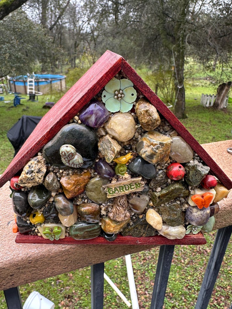 Unique River Rock Mosaic Birdhouse, Rustic Home Gift, Functional - Etsy