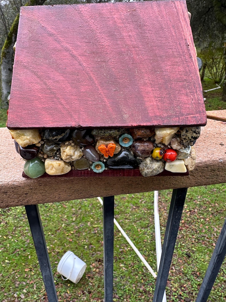 Unique River Rock Mosaic Birdhouse, Rustic Home Gift, Functional - Etsy