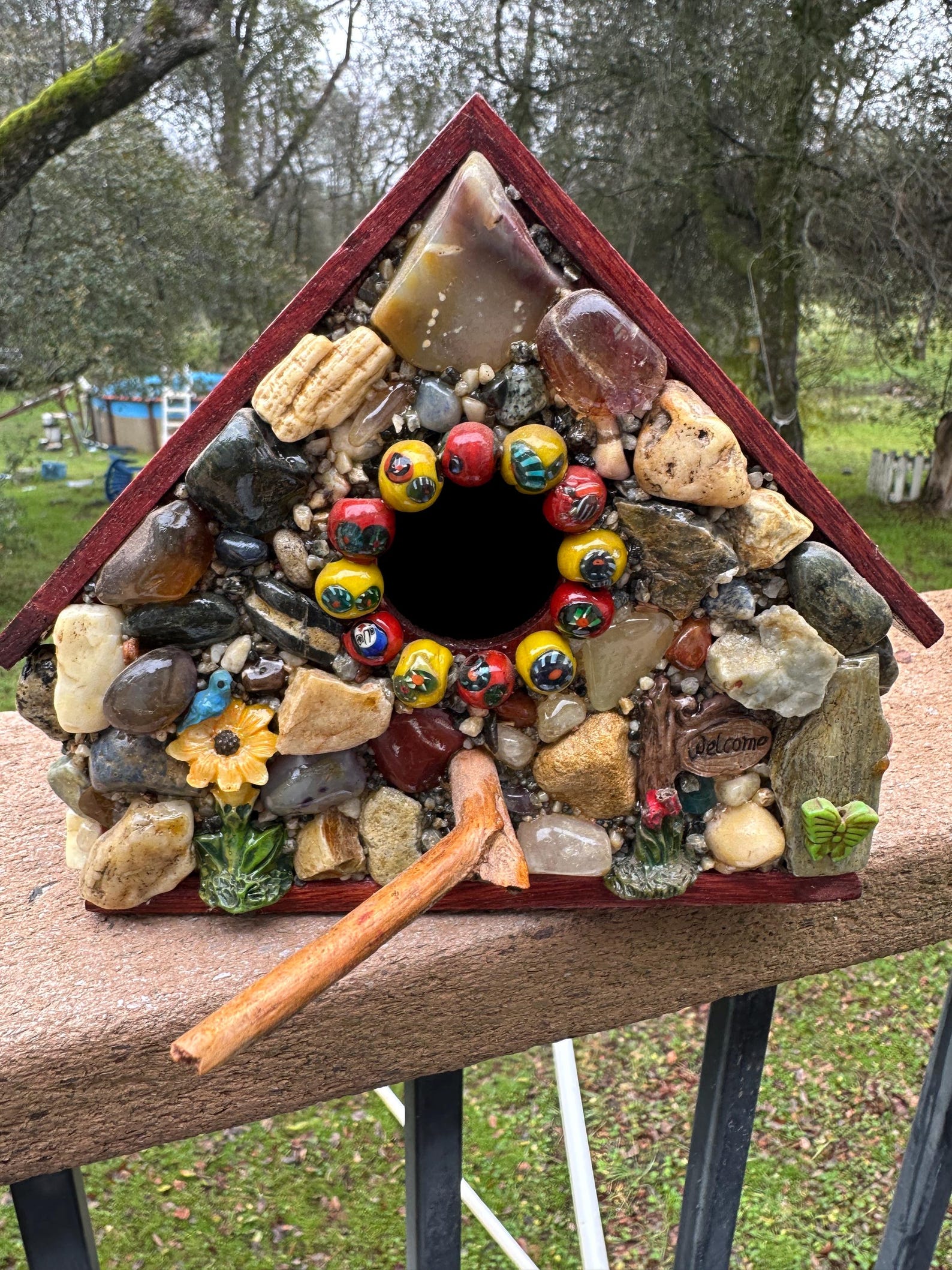 Unique River Rock Mosaic Birdhouse, Rustic Home Gift, Functional - Etsy