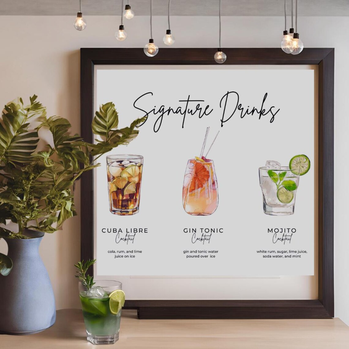 Signature Drinks (custom) - Wedding Bar Sign, Birthday Party Bar Sign ...