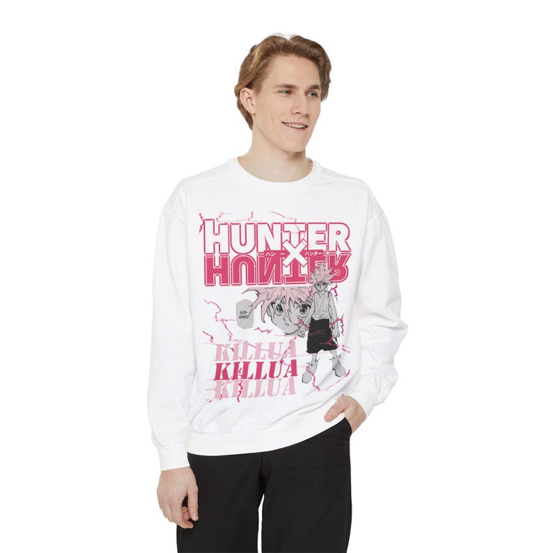 Anime Hxh Killua Sweatshirt Unisex Garment-dyed, Japanese Manga Jumper ...
