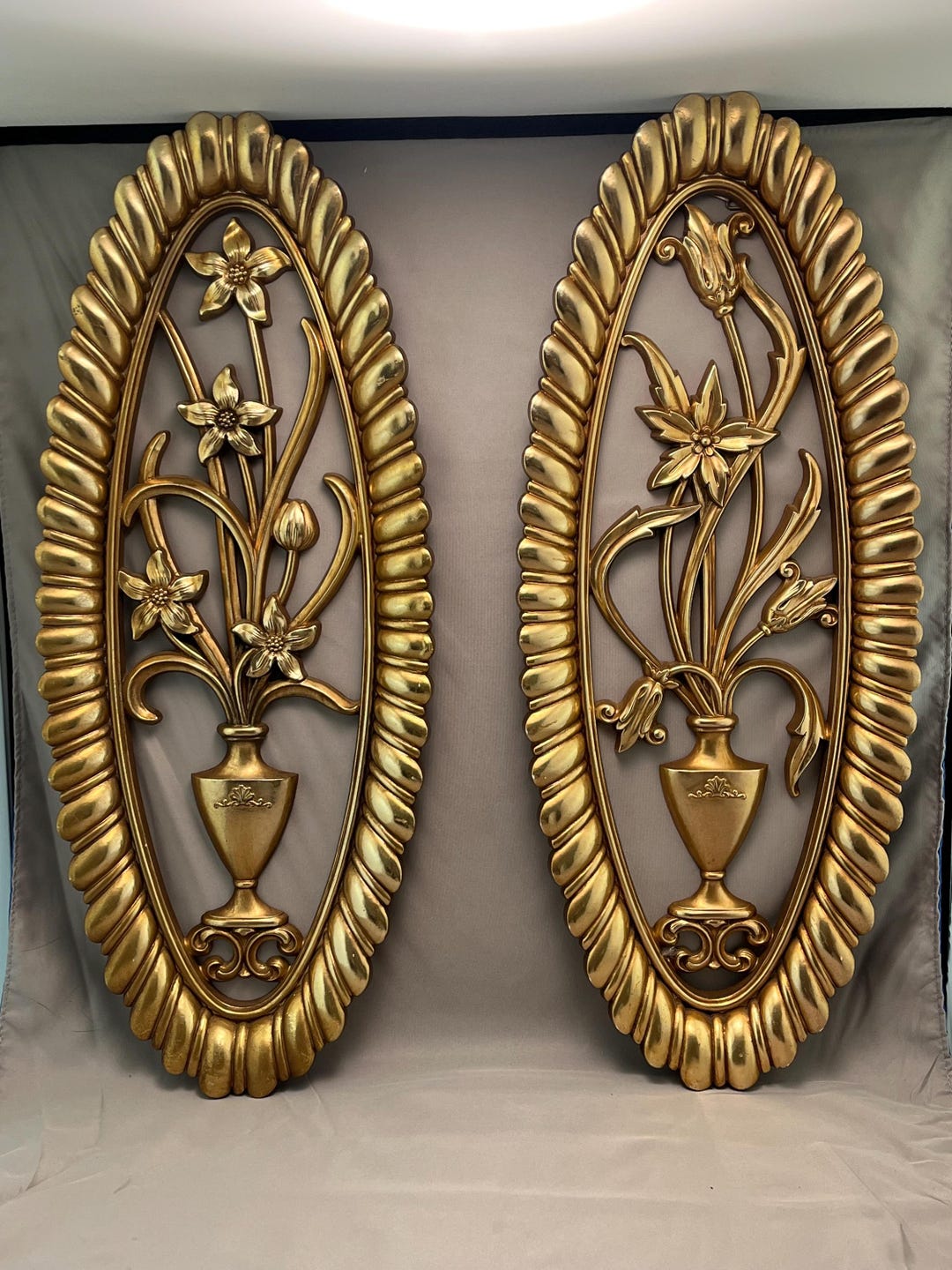 Vintage Pair Syroco INC Gilded Floral Vase Wall Decor / 8X19” - Etsy