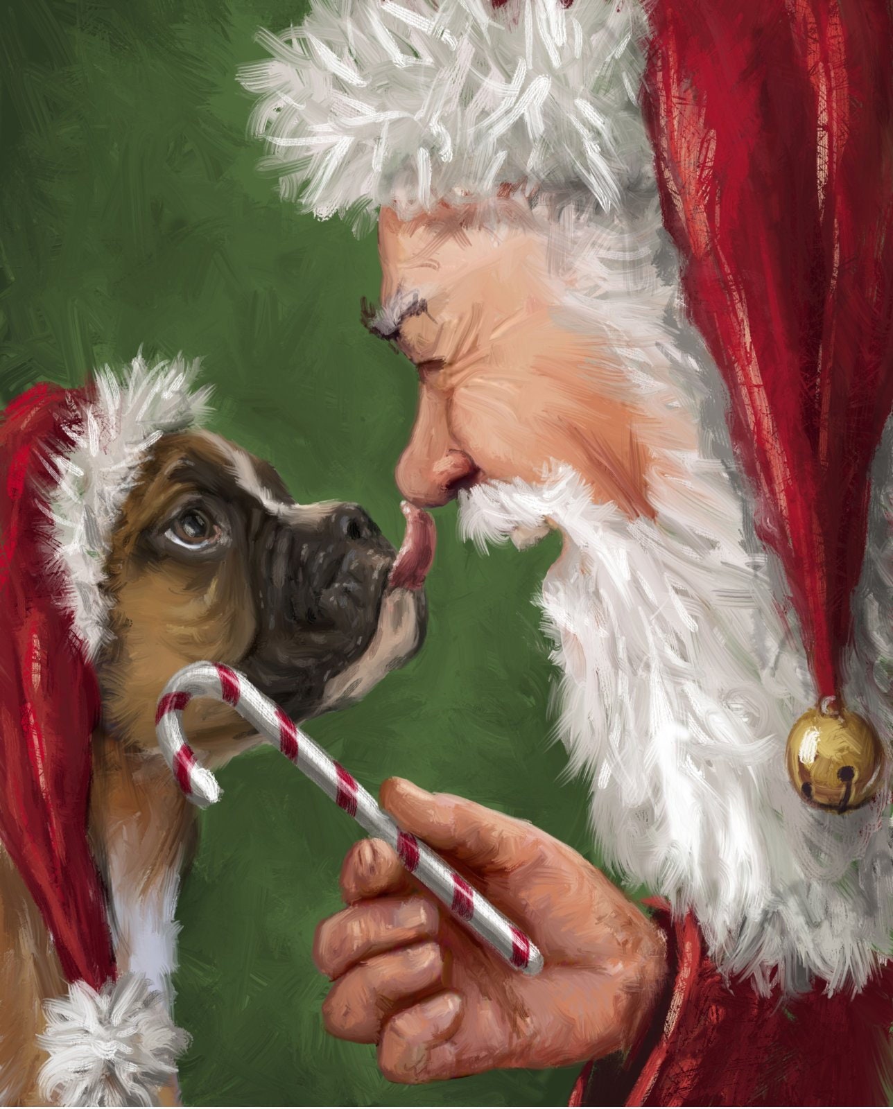 35 Fabric Panel David Textiles Digital Christmas Santa Claus Puppy Dog ...