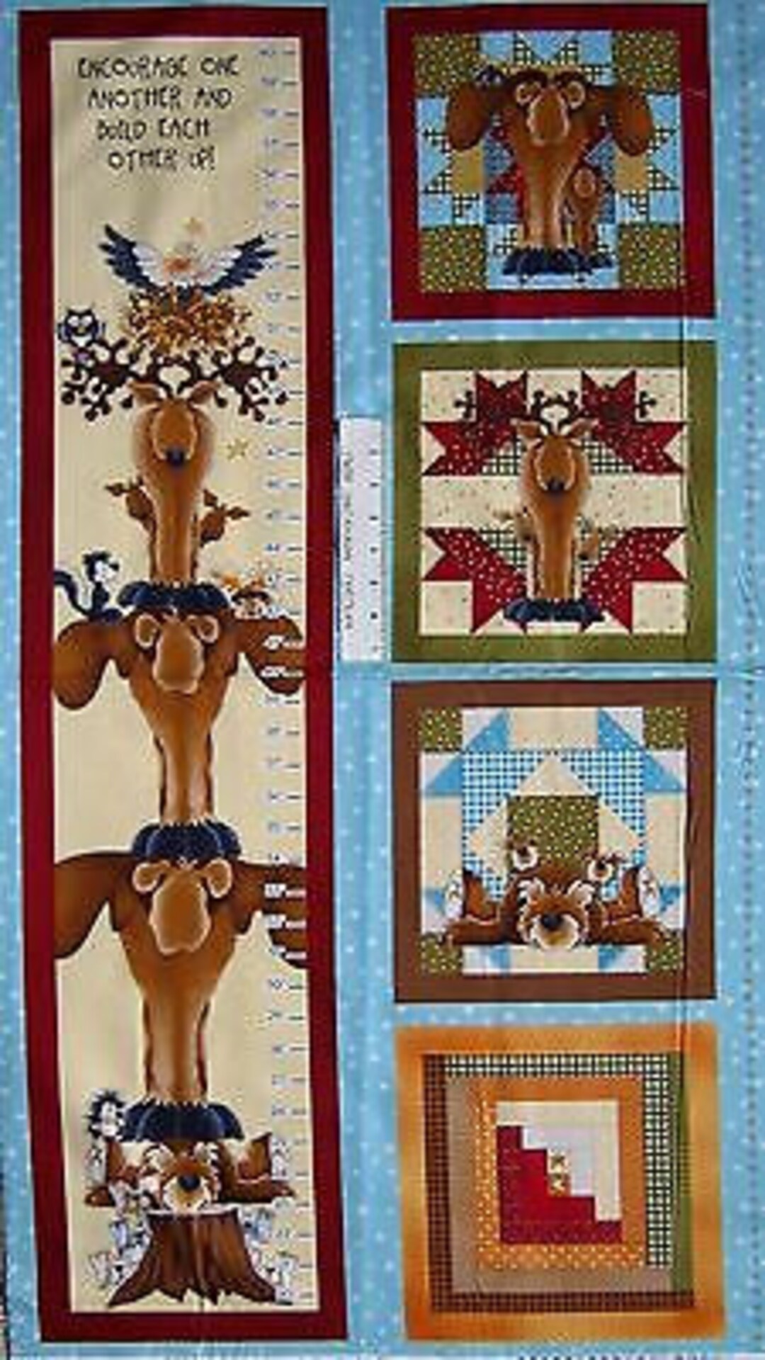 23 Fabric PANEL Henry Glass Build Each Other up Moose Growth Chart - Etsy