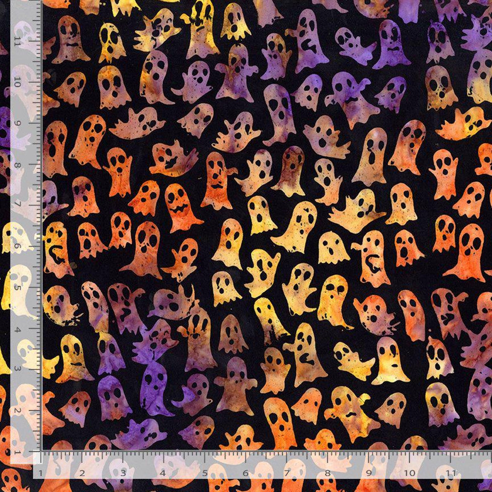 Tonga Batik Fabric | Haunted Ghost Orange Purple | Timeless Treasures ...