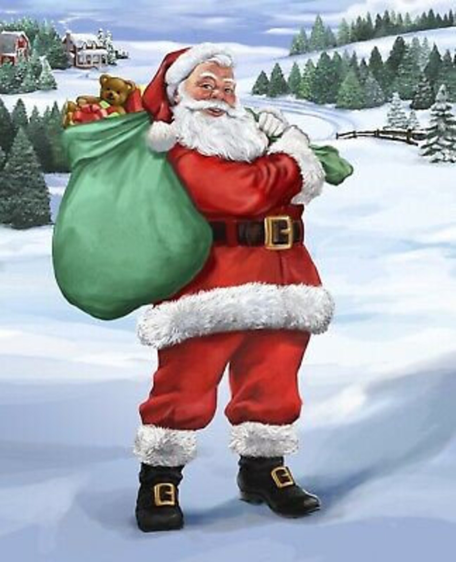 35 Fabric Panel David Textiles Digital Santa Claus Country Christmas ...