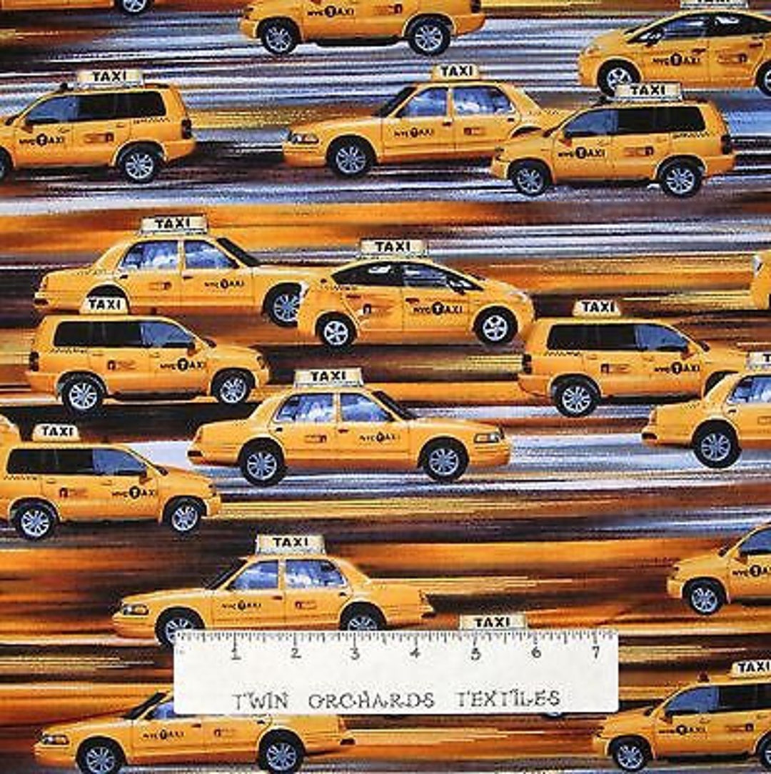 Urban Fabric New York Taxi Stripe Yellow Gray Benartex Kanvas Studio ...