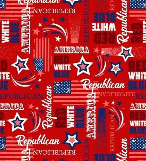 Patriotic Fabric Digital Red White Blue Republican Stars | Etsy
