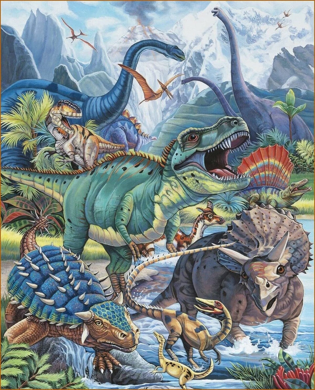 35 Fabric Panel David Textiles Digitally Printed Dinotopia Dinosaur ...