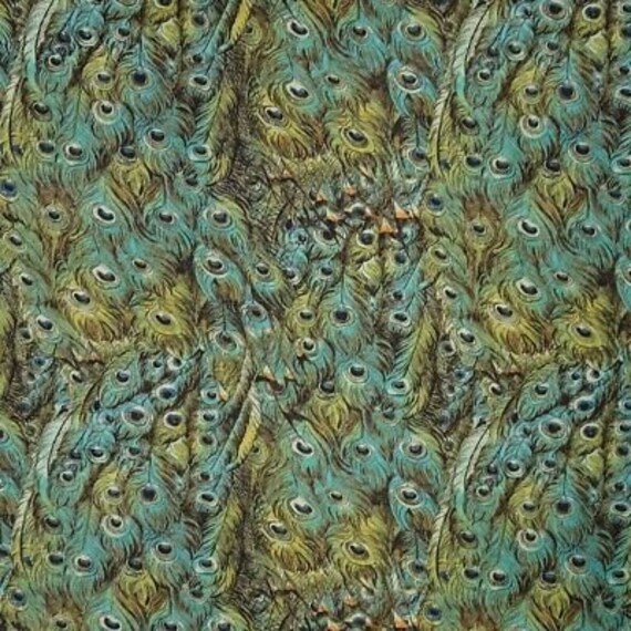 Animal Fabric Packed Peacock Feather David Textiles YARD | Etsy