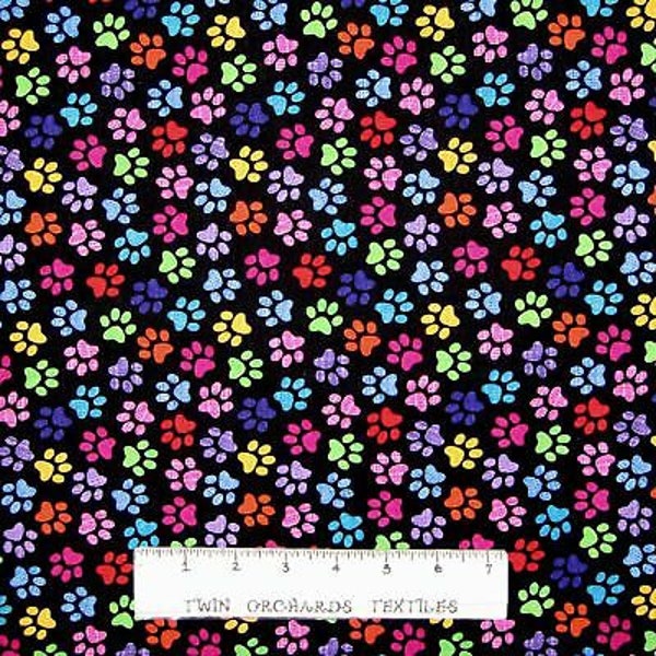 Paw Print Rainbow Fabric - Etsy