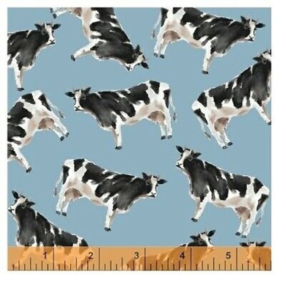 Animal Fabric Silo Dairy Cow Toss Blue Windham YARD - Etsy