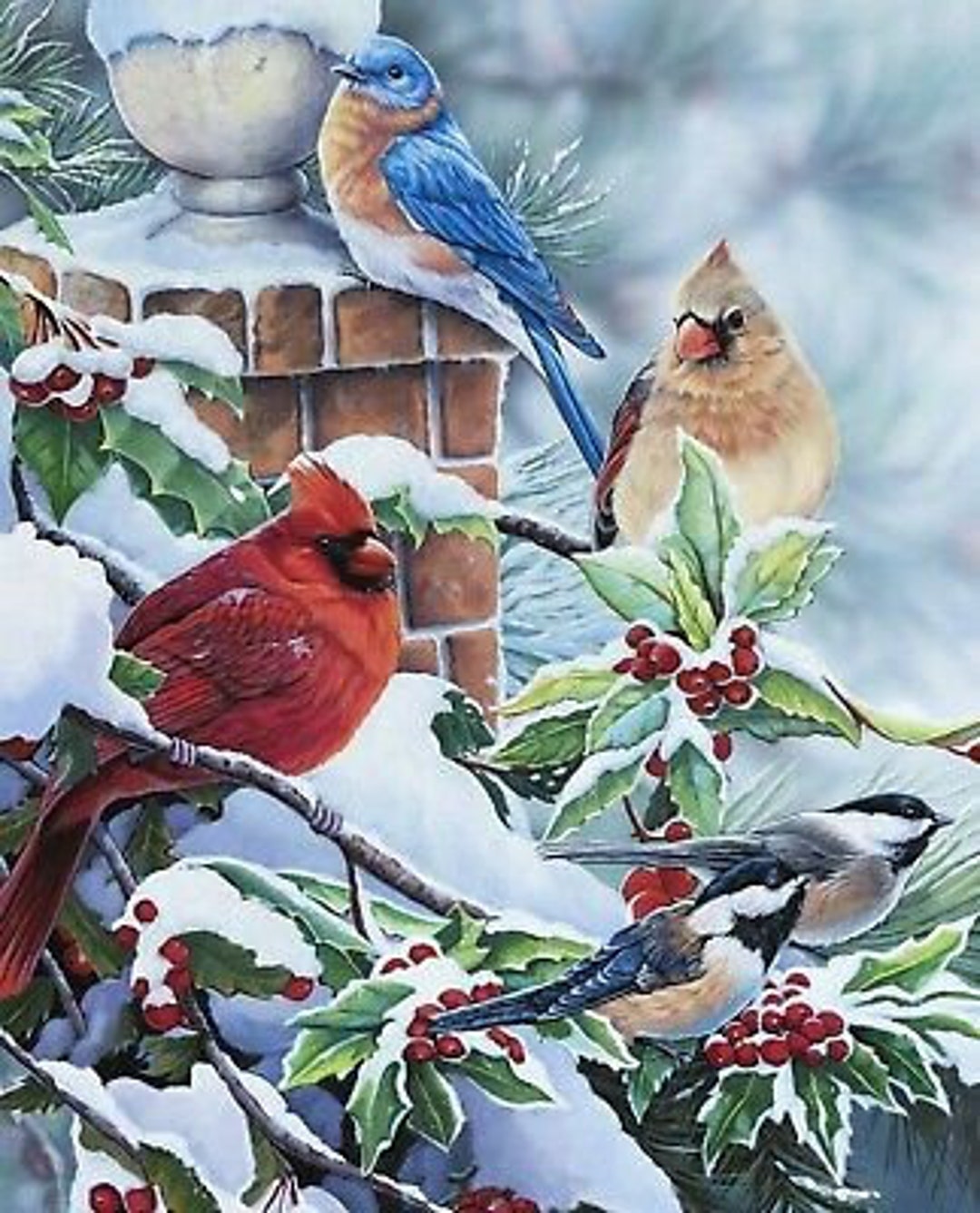 35 Fabric Panel David Textiles Digitally Printed Songbird & Holly ...