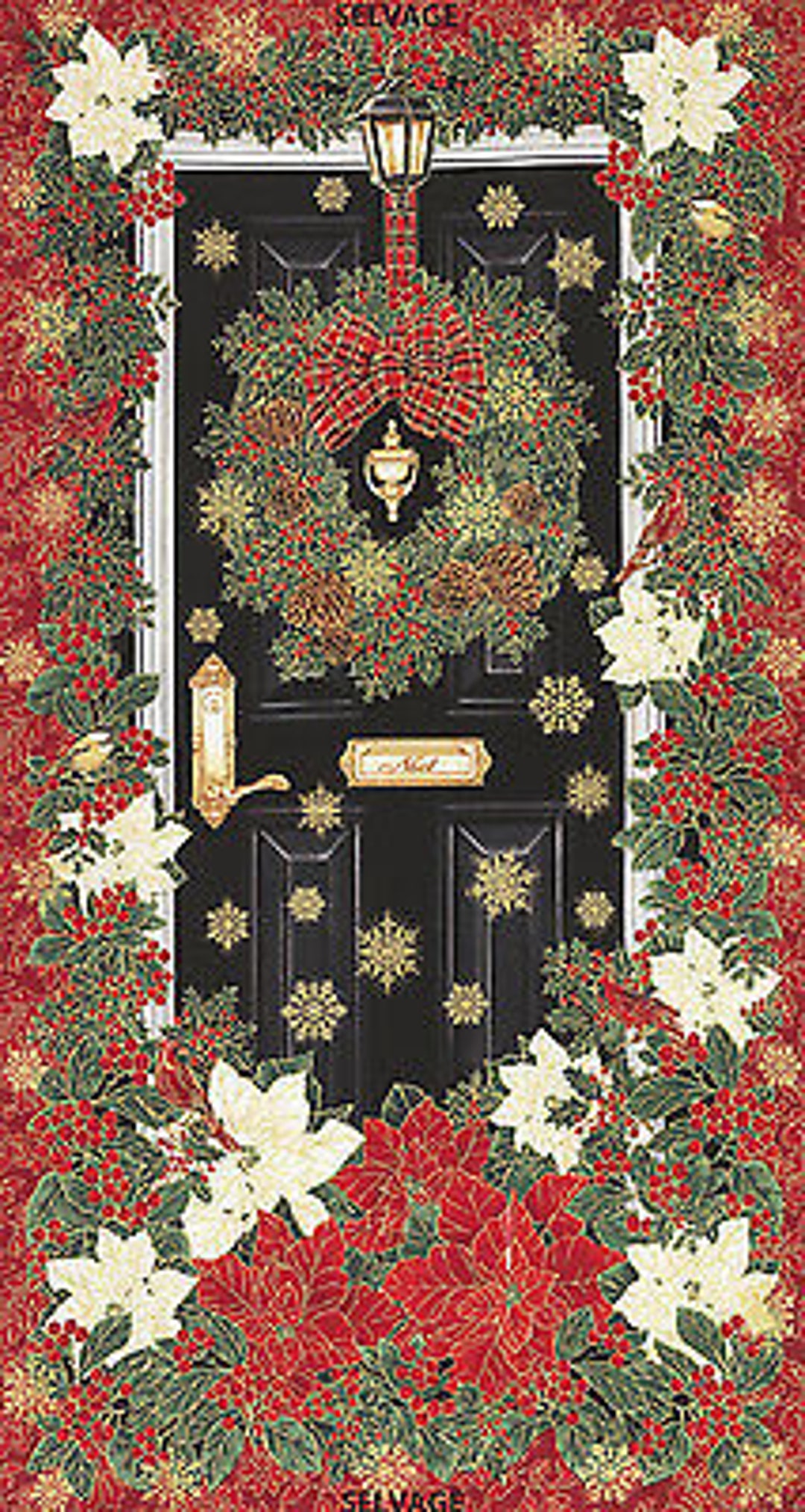 23 Fabric Panel Timeless Treasures Metallic Christmas Wreath Door ...
