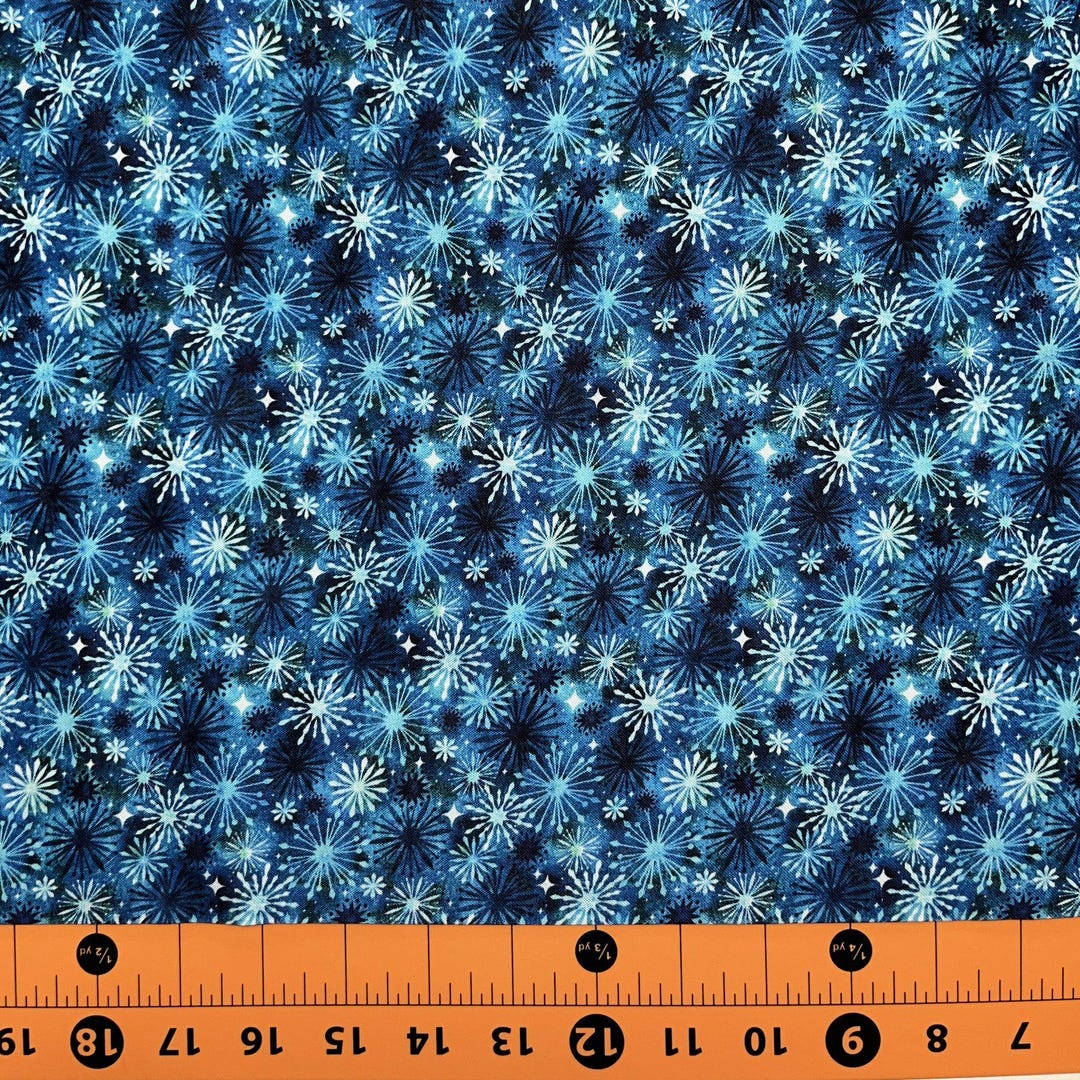 Christmas Fabric | Noel Snowflake Toss Blue | Oasis YARD - Etsy