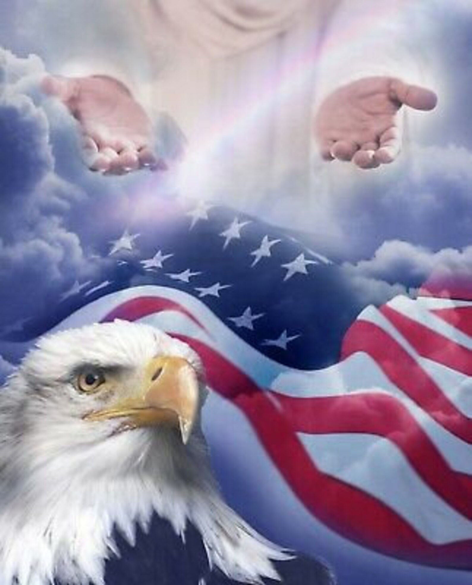 35 Fabric Panel David Textiles Digital Unity Under God Eagle American ...