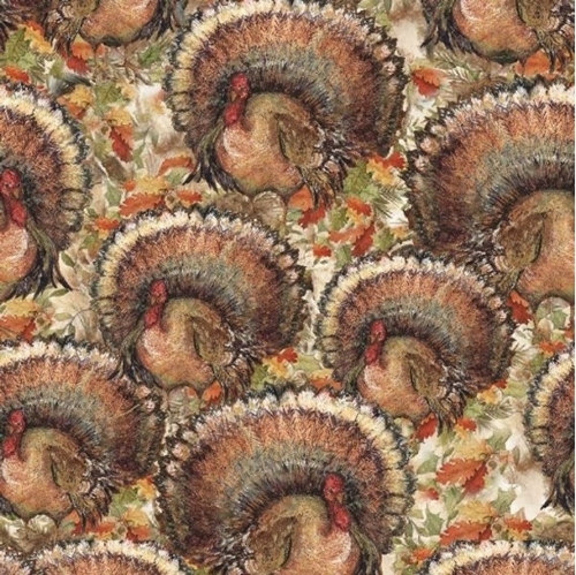 Fall Fabric Springs Susan Winget Thanksgiving Fanned Turkey - Etsy