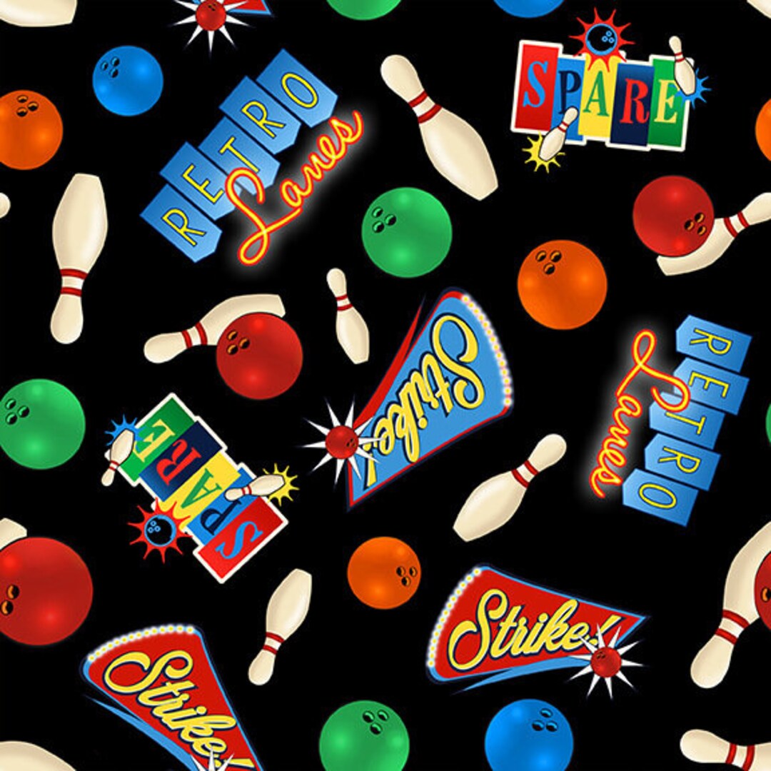 Sports Fabric Rock & Bowl Bowling Pin Sign Ball Toss Black Blank YARD ...