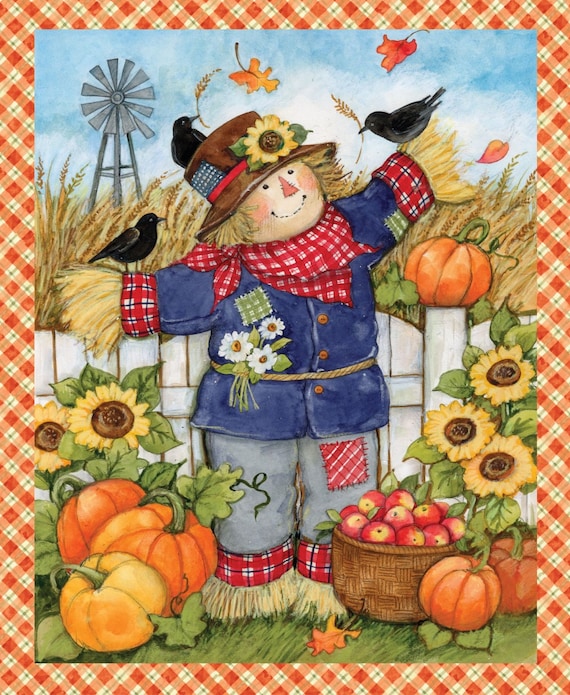 35 Fabric Panel Springs Susan Winget Fall Scarecrow - Etsy
