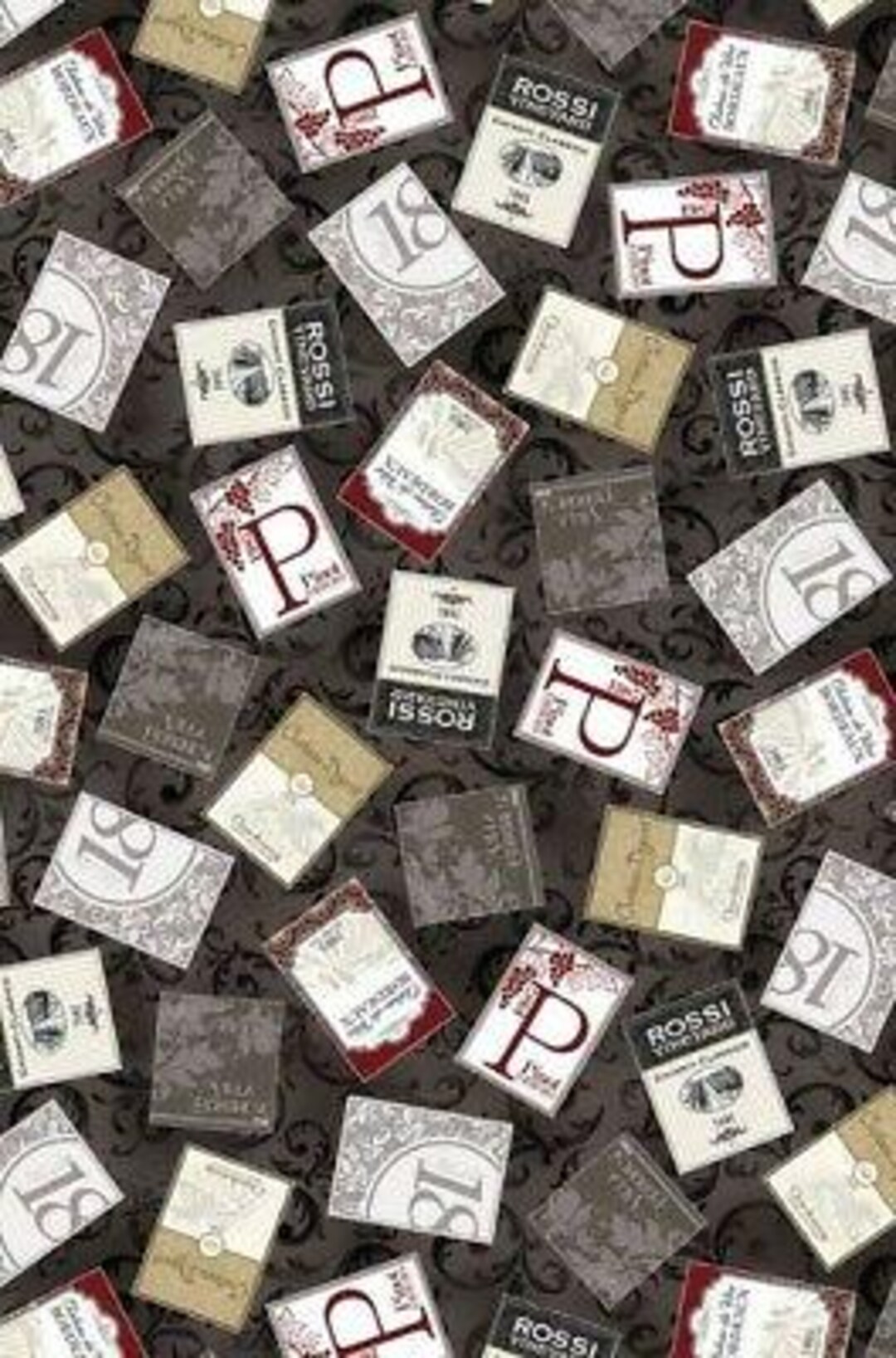 Wine Connoisseur Fabric - Label Toss on Gray - Kanvas Benartex YARD - Etsy
