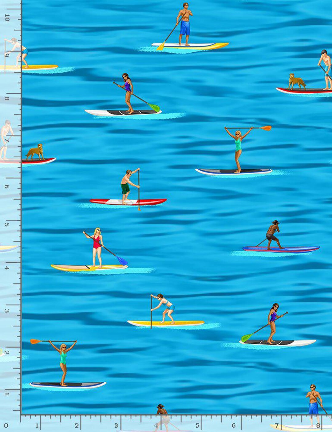 Nautical Fabric | Paddle Boarding Ocean Wave Blue | Timeless Treasures ...