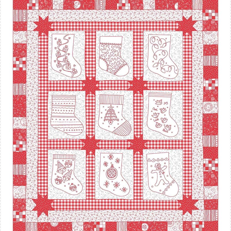 Redwork Quilt - Etsy