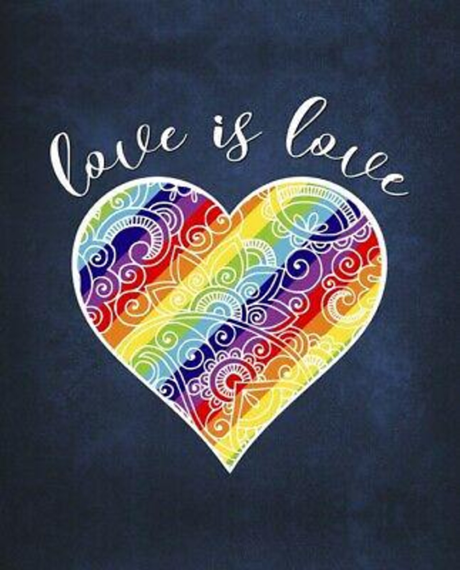 35" Fabric Panel - David Textiles Digital Love is Love Rainbow Heart on ...