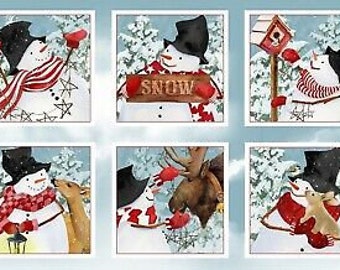 Snowman Fabric Panel | Etsy