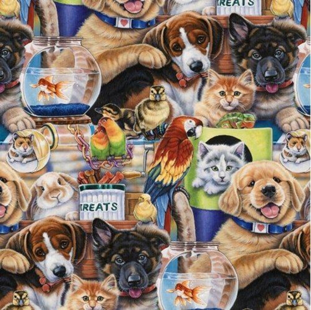 Animal Fabric | David Textiles Digital Pet Shop Dog Fish Cat Bird ...