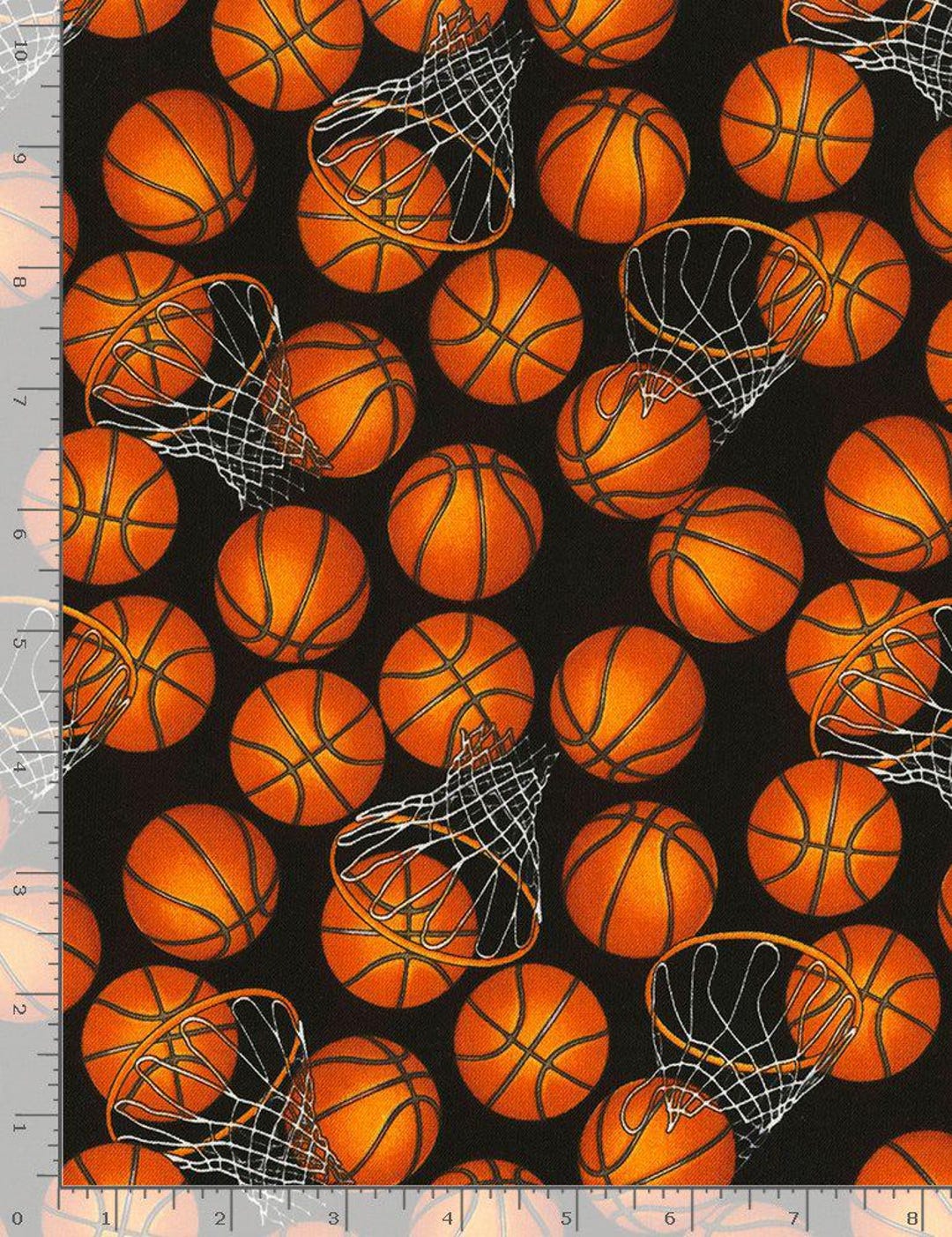 Sports Fabric Basketball & Net Toss Black Timeless Treasures YARD ...