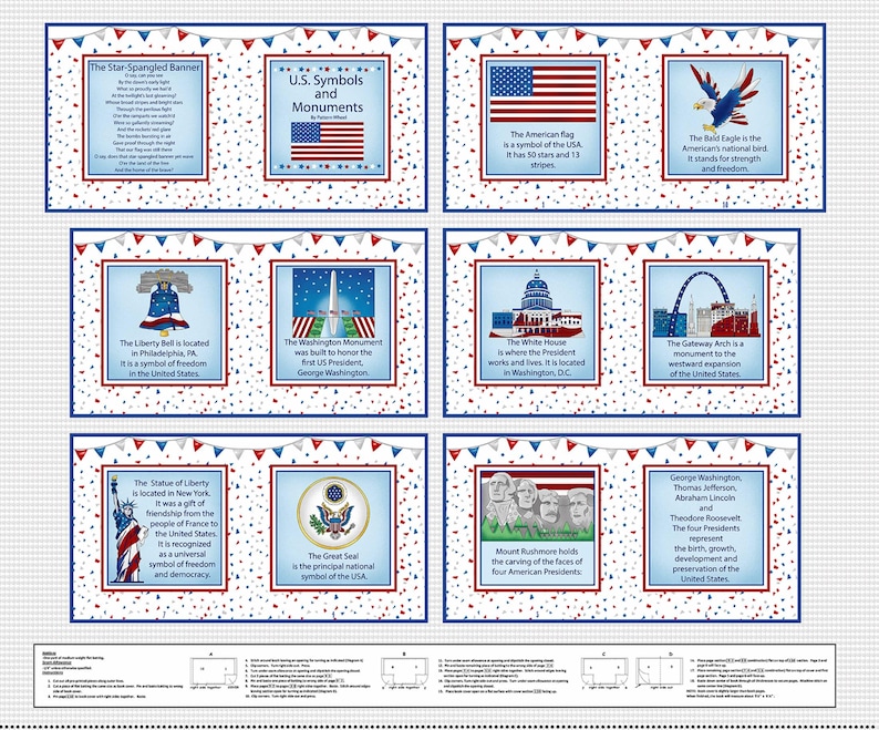 35" Fabric Panel | Henry Glass Little Readers IV US Symbol Monument ...