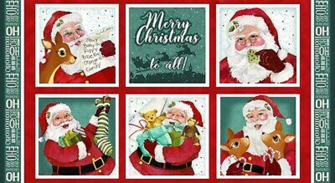 23" Fabric Panel - Henry Glass Jolly Ole Soul Retro Santa Claus ...
