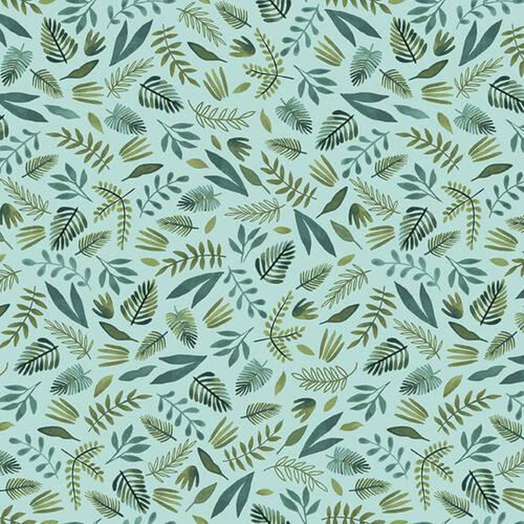 Nature Fabric | Earth Day Every Day Fern Leaf Toss Green Blue | Studio ...