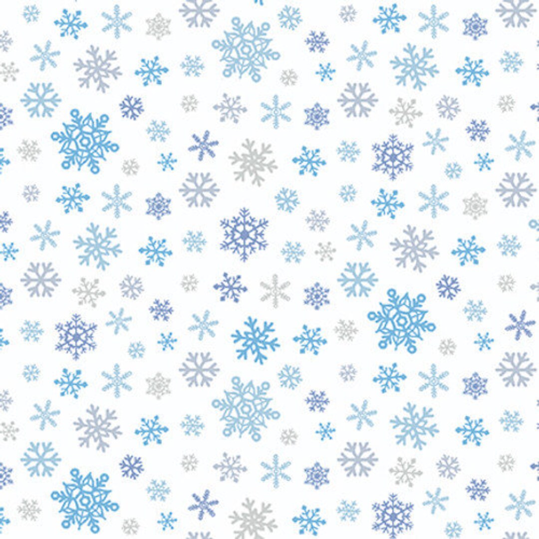 Christmas Fabric Winter Blue Snowflake Toss White Studio E - Etsy