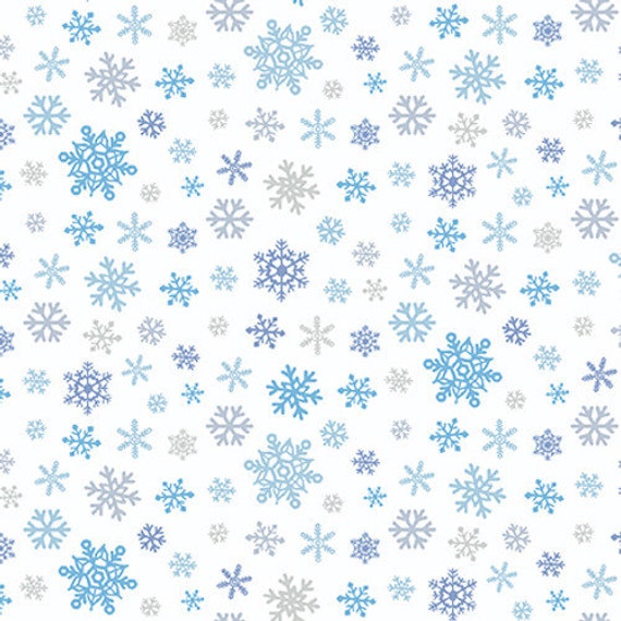 Christmas Fabric Winter Blue Snowflake Toss White Studio E - Etsy