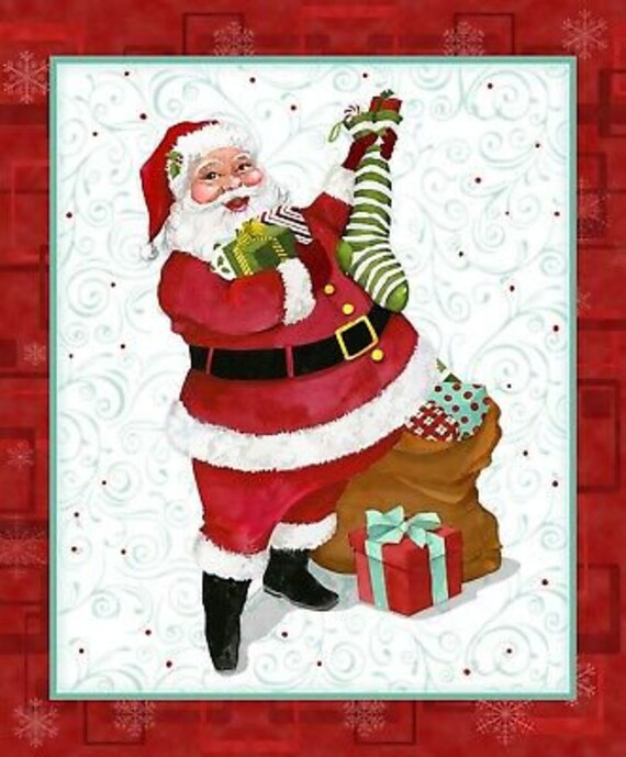 35 Fabric Panel Henry Glass Jolly Ole Soul Retro Santa - Etsy