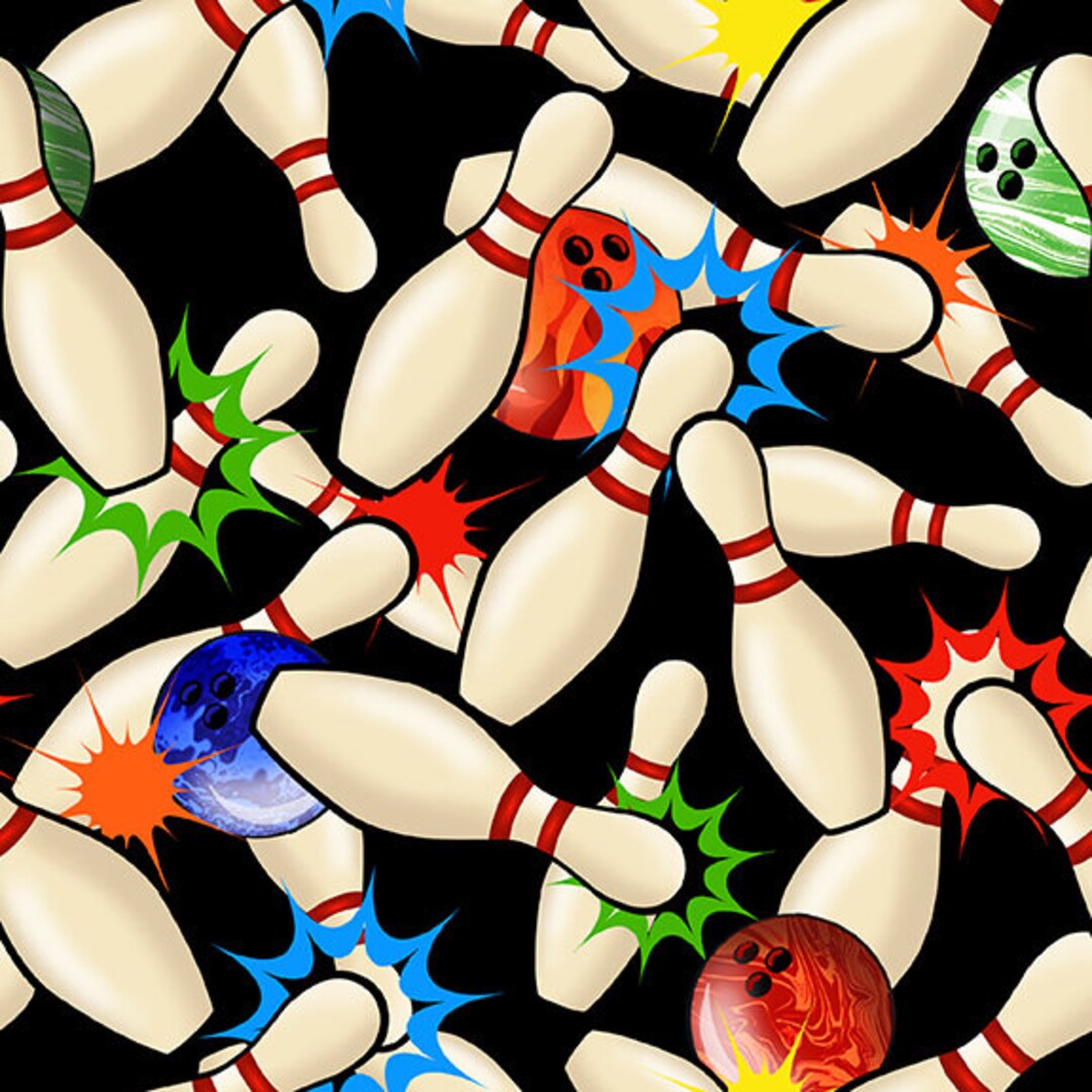 Sports Fabric Rock & Bowl Bowling Ball Pin Toss Black Blank YARD - Etsy