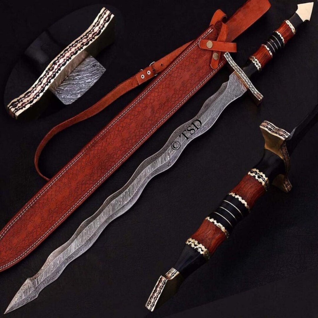 Hand Forged, Custom Damascus Steel Sword 32 Inches, Kris Blade, Keri ...