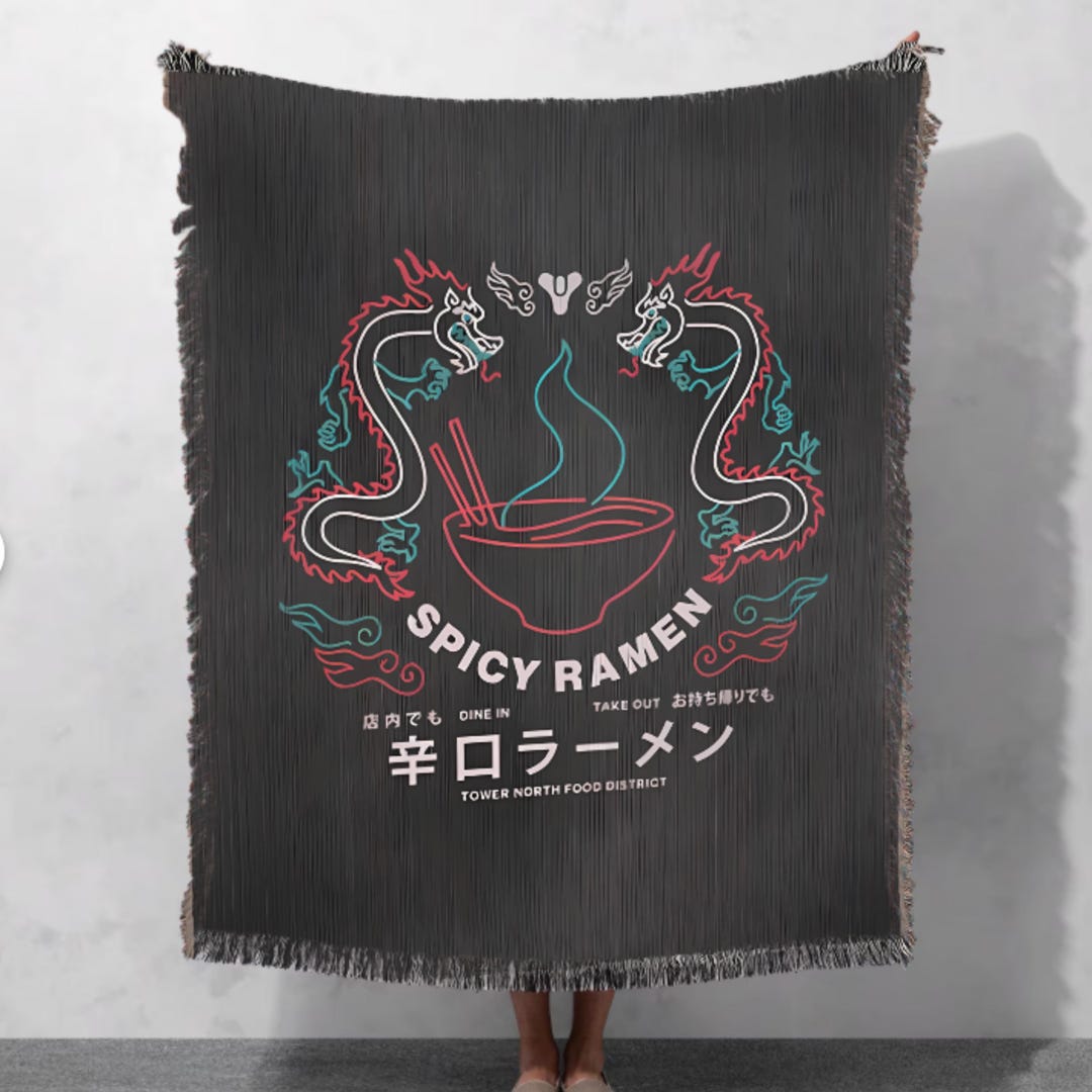 Cayde's Spicy Ramen Destiny 2 Woven Blanket Gaming Decor, Cotton Throw ...