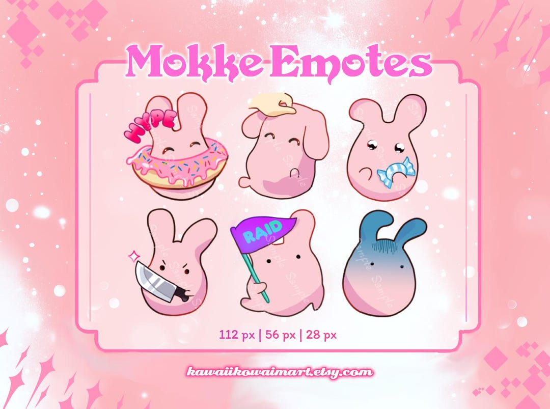 TBHK Mokke Emotes, Kawaii Pastel Pink Rabbit Usagi Candy Scary Hype ...